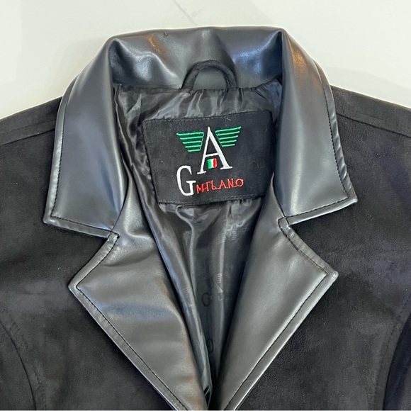 Jackets & Coats | Nwt G A Milano Black Suede Faux Leather Trim Jacket ...